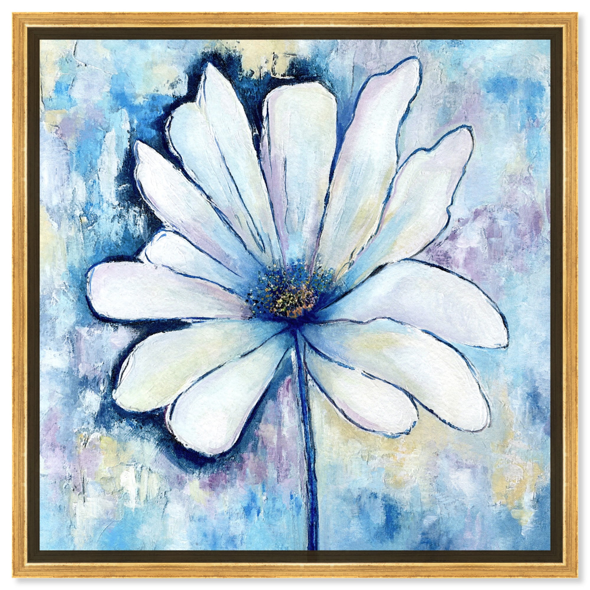 Blue Miracle Canvas Light Colors Flower Art Prints by Art Remedy, Gold ...