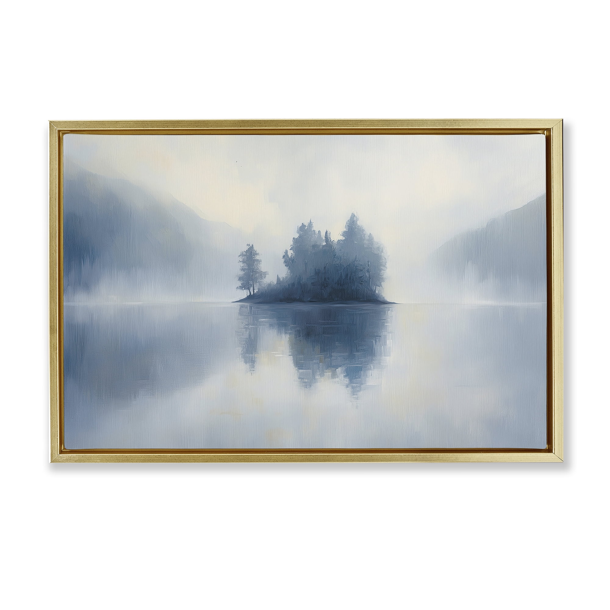 Blue Misty Island Landscape Gold Floating Frame Canvas Art, 31 x 21 ...