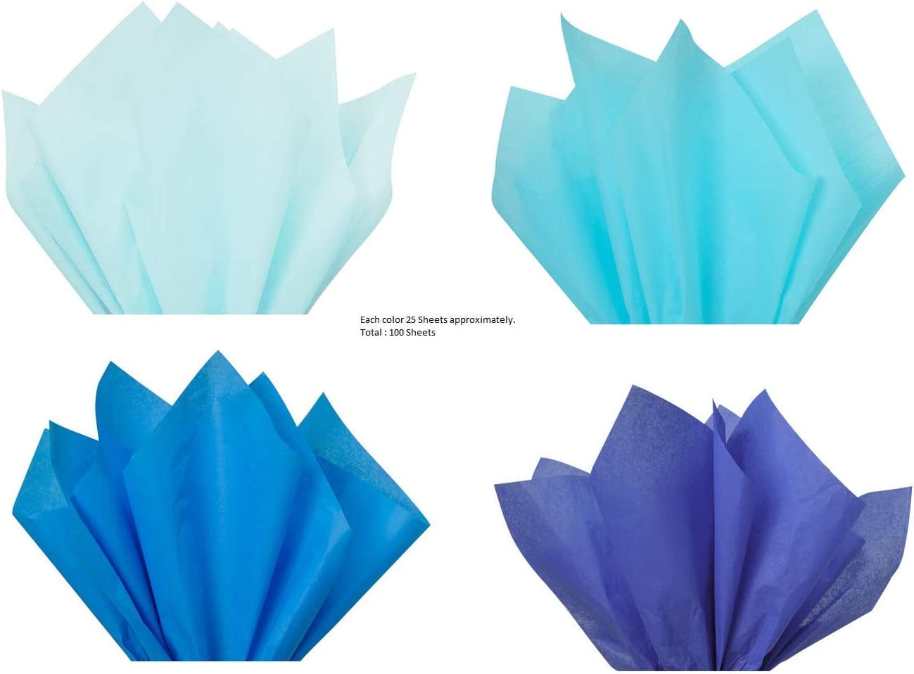 Blue Mix Tissue Paper Squares, Bulk 100 Sheets, A1 Bakery Supplies ...