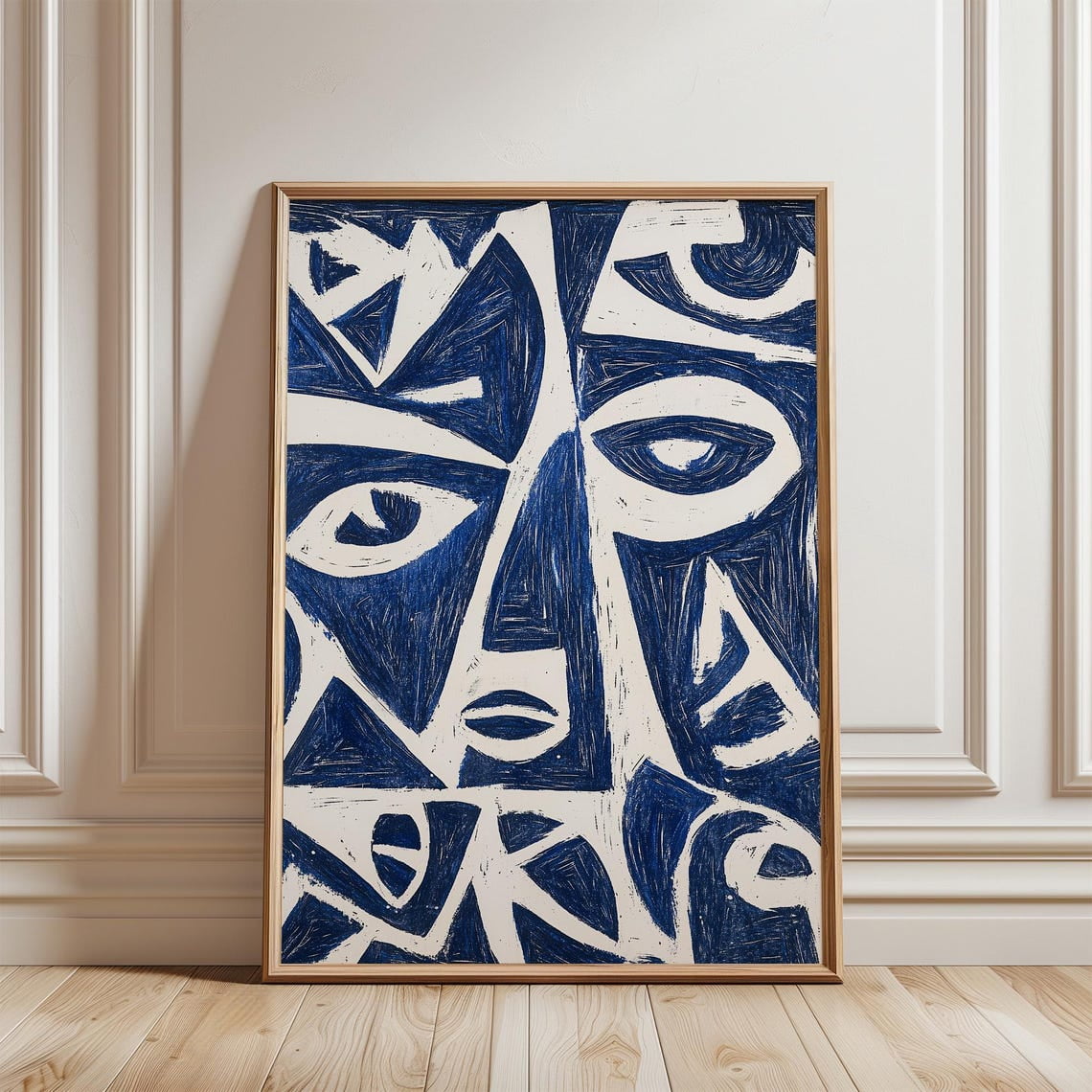 Blue Modern Art, Extra Large Wall Art, Cobalt Blue Shapes Art, Abstract ...