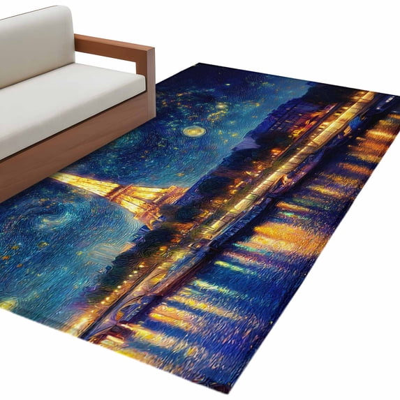 Blue Modern Art Kitchen Runner Rug 2.7x5 Washable Runners for Hallway ...