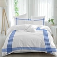 Blue Modern Striped Comforter Set Full Size, Simple Stripe White ...