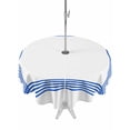 Blue Modern Striped Round Outdoor Tablecloth with Umbrella Hole Simple ...