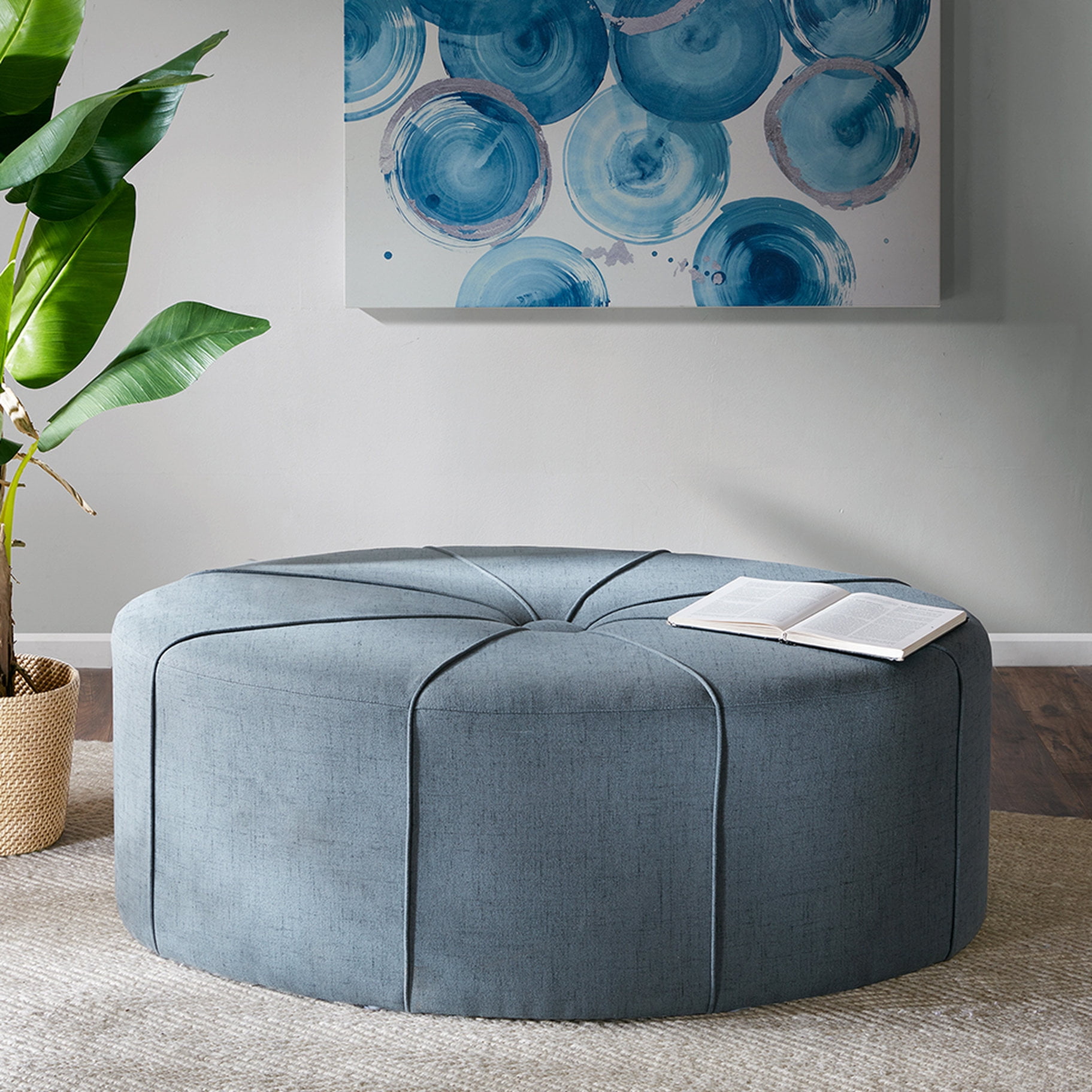 Blue Modern Style Ottoman | Dual-Function for Seating and Foot Support ...