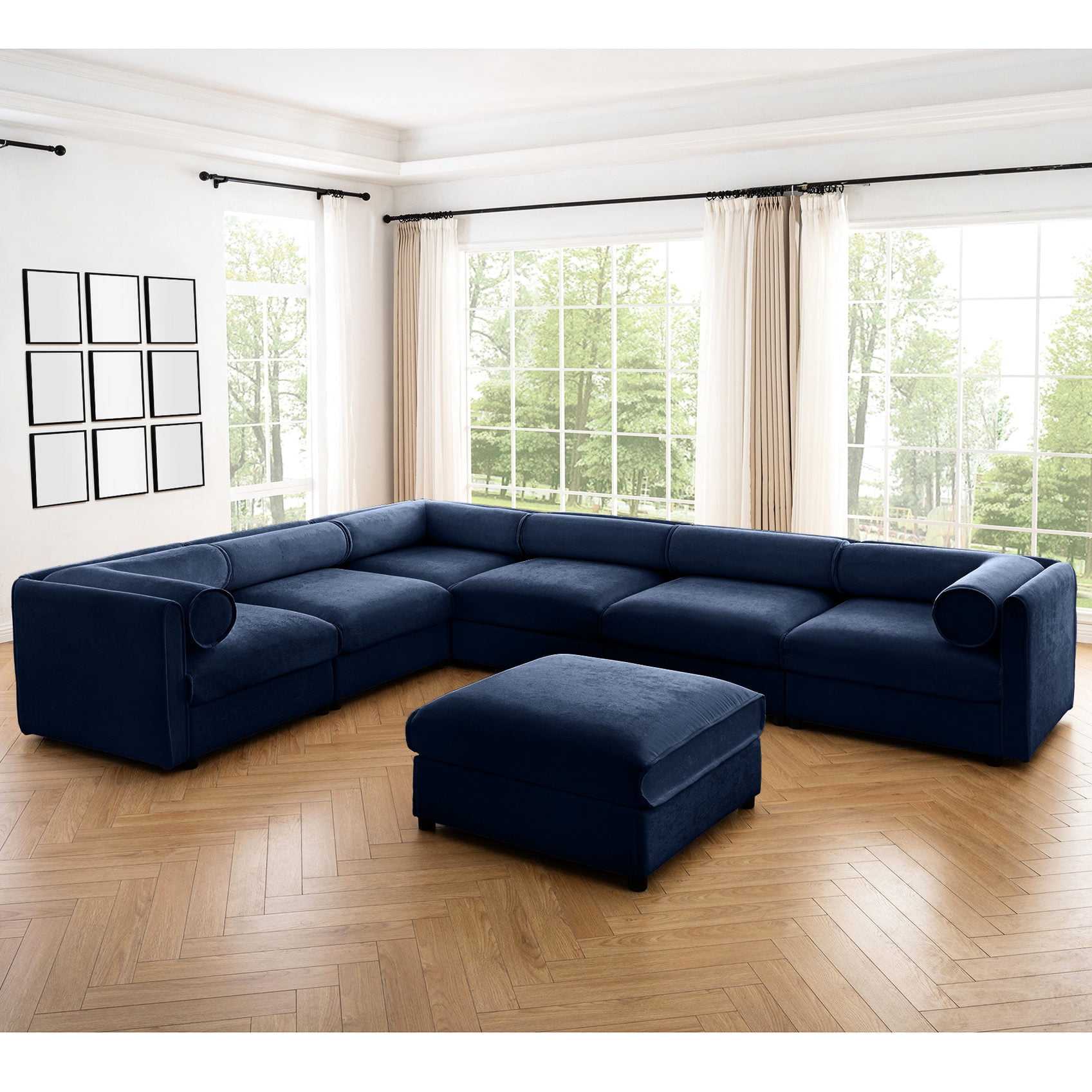 Blue Modular Sectional Sofa for Living Room / Ergonomic Support for ...