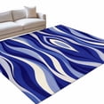Blue Moire Washable Rug 5x8 Area Rug for Living Room Bedroom Non Slip ...