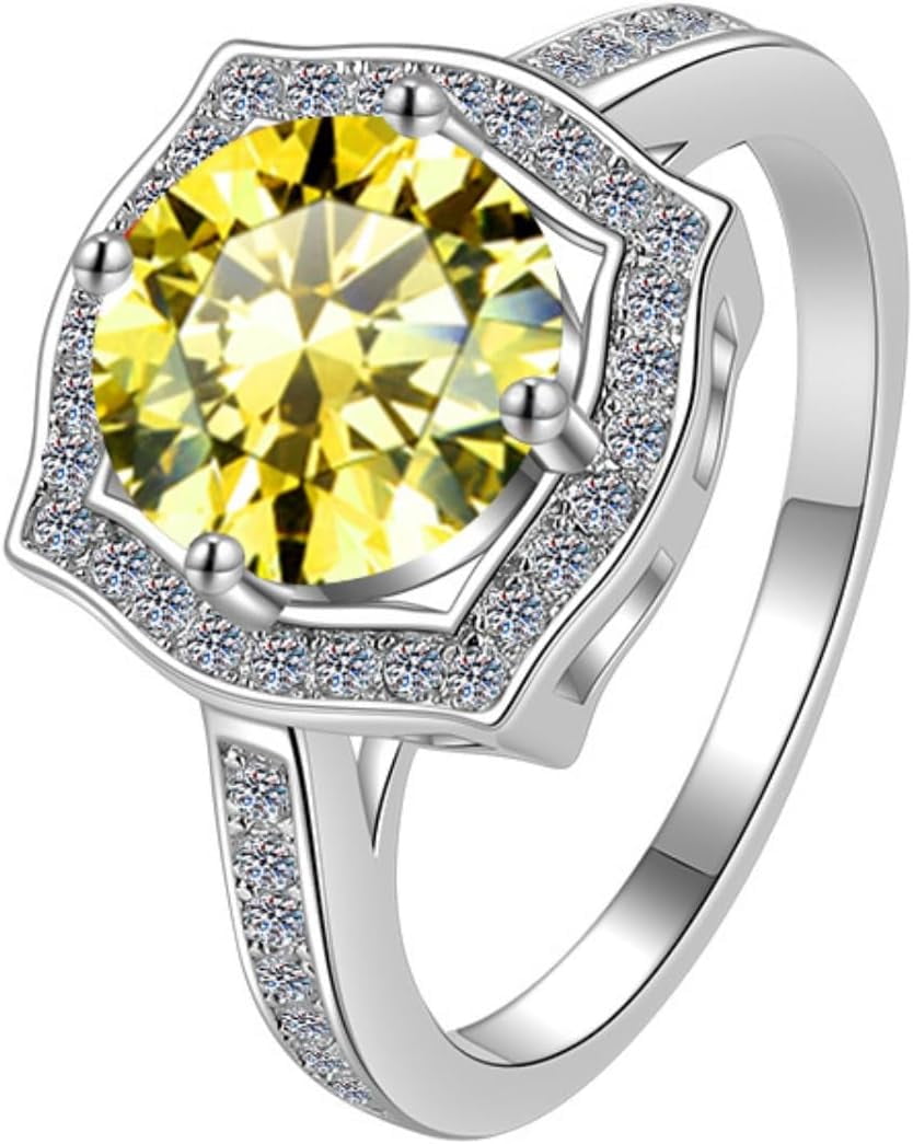 Blue Moissanite Wedding Ring for Women 2 Carat Diamond Ring 18K White ...