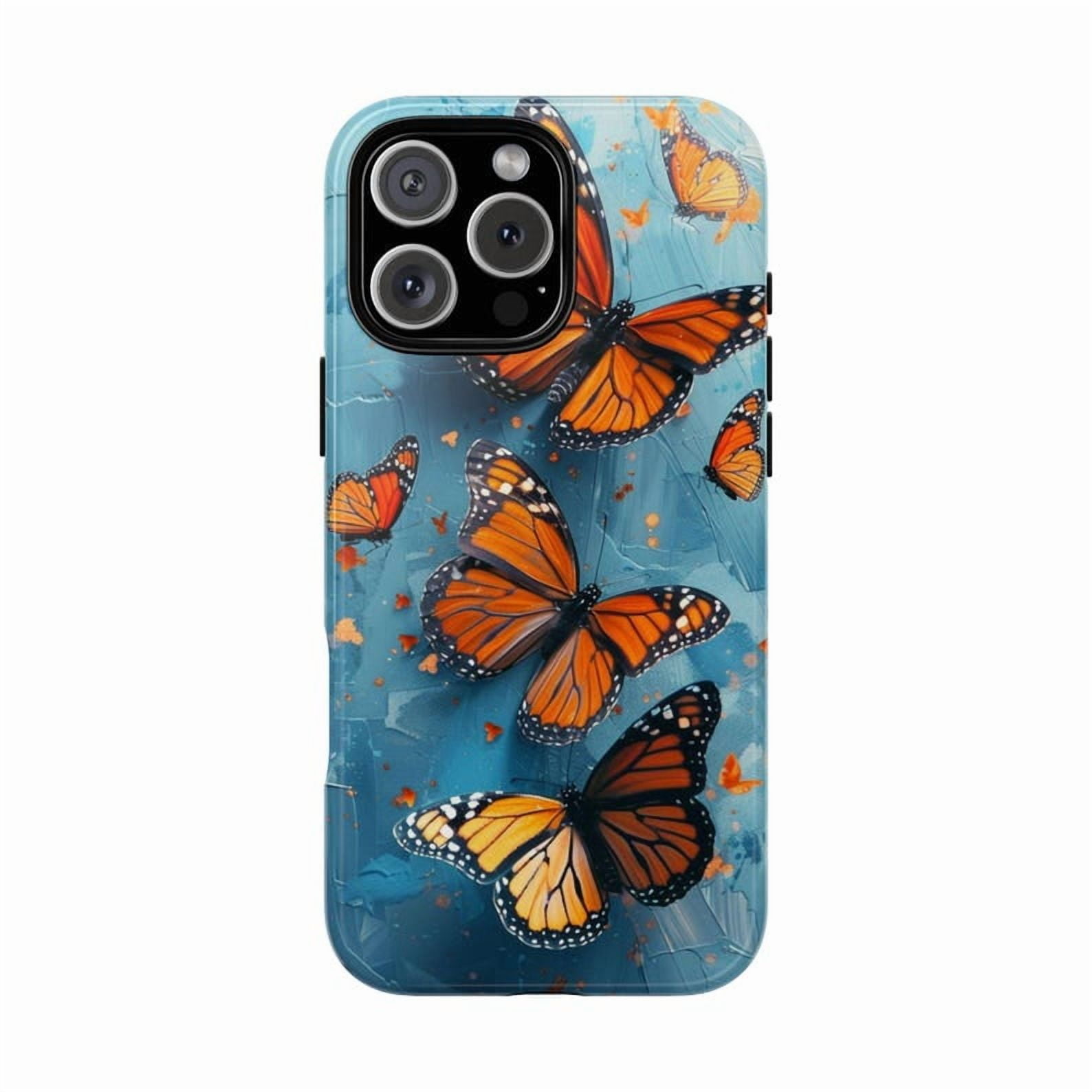 Blue Monarch Butterfly Artwork Phone Case Pastel Insect Design with ...