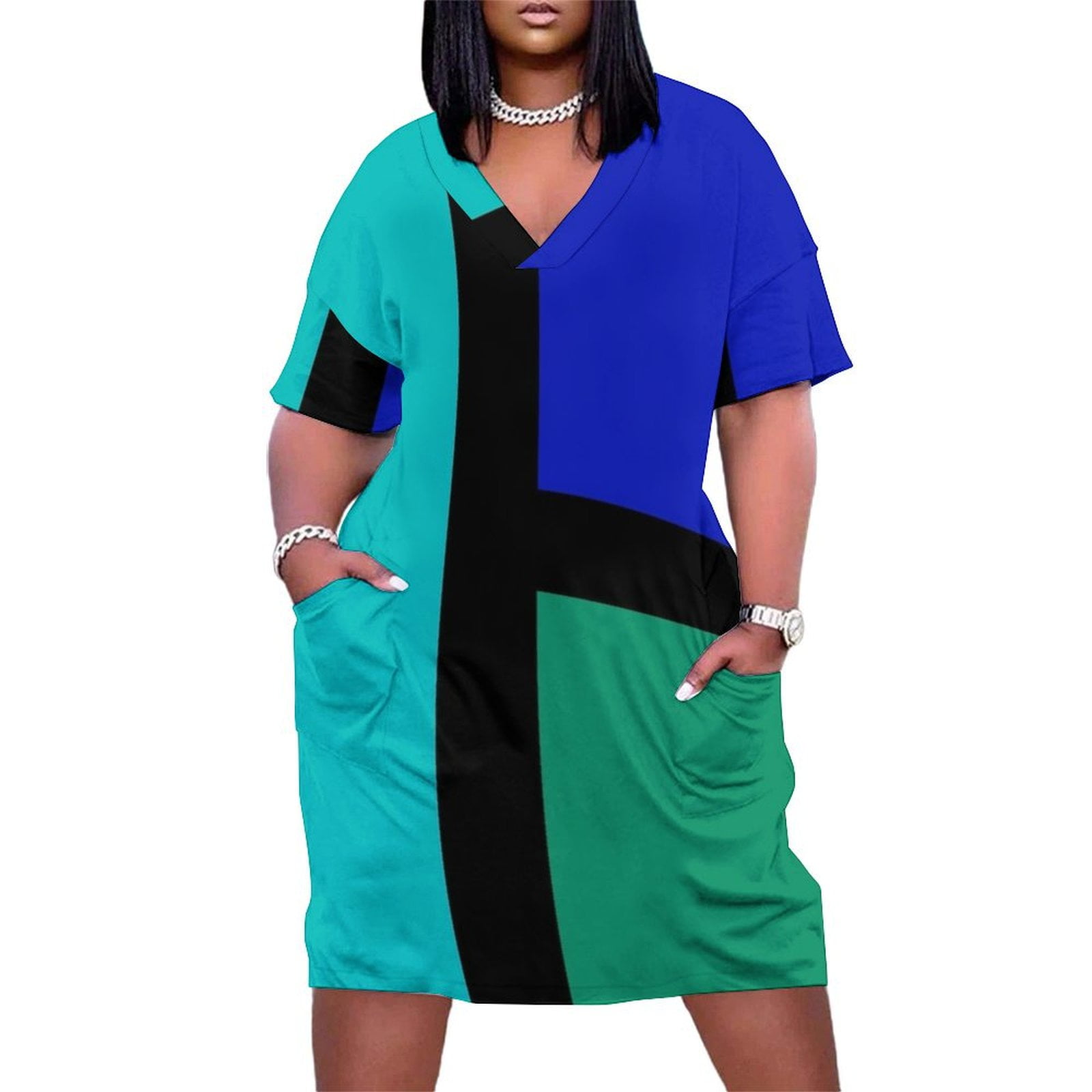 Blue Mondrian Mod Loose Pocket Dress luxury dresses women dress evening dresses luxury 2025 ...