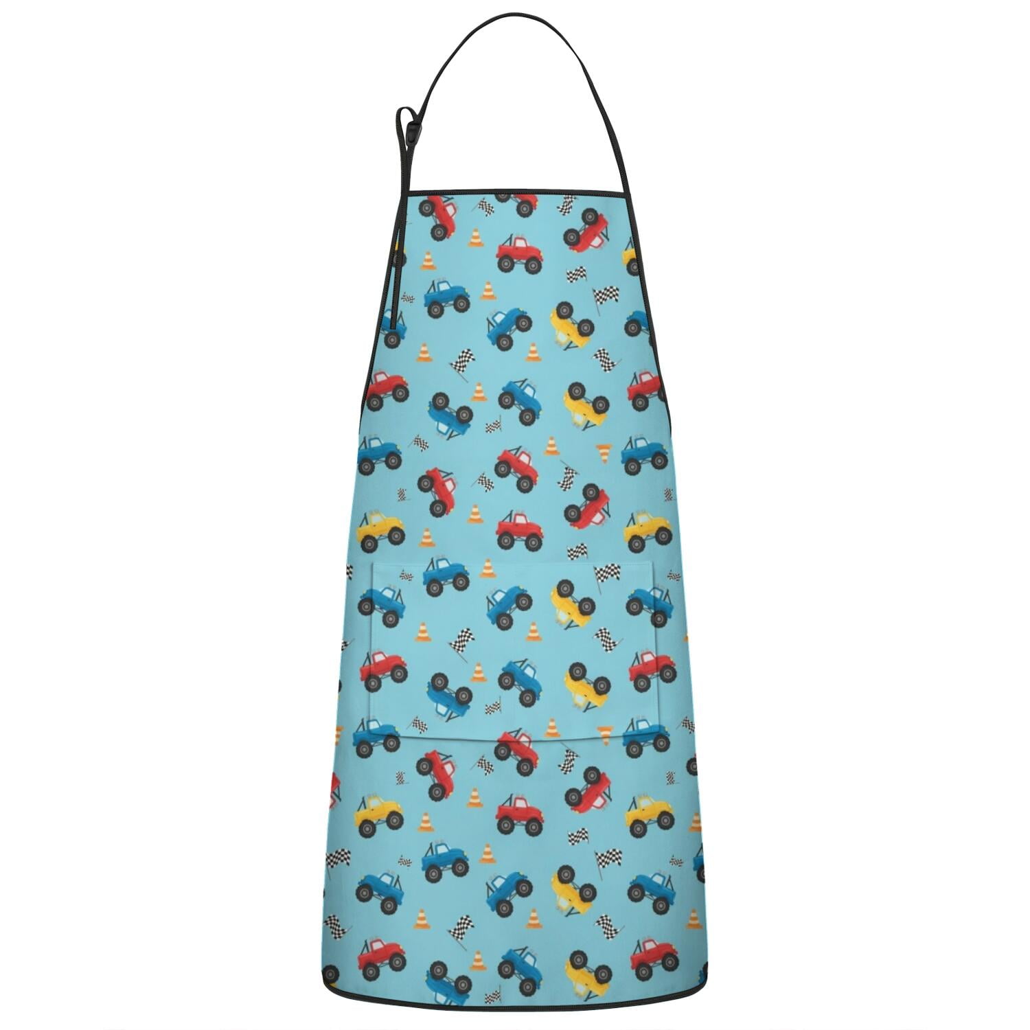 Blue Monster Cartoon Trucks Traffic Pattern Apron-Garden Aprons for ...
