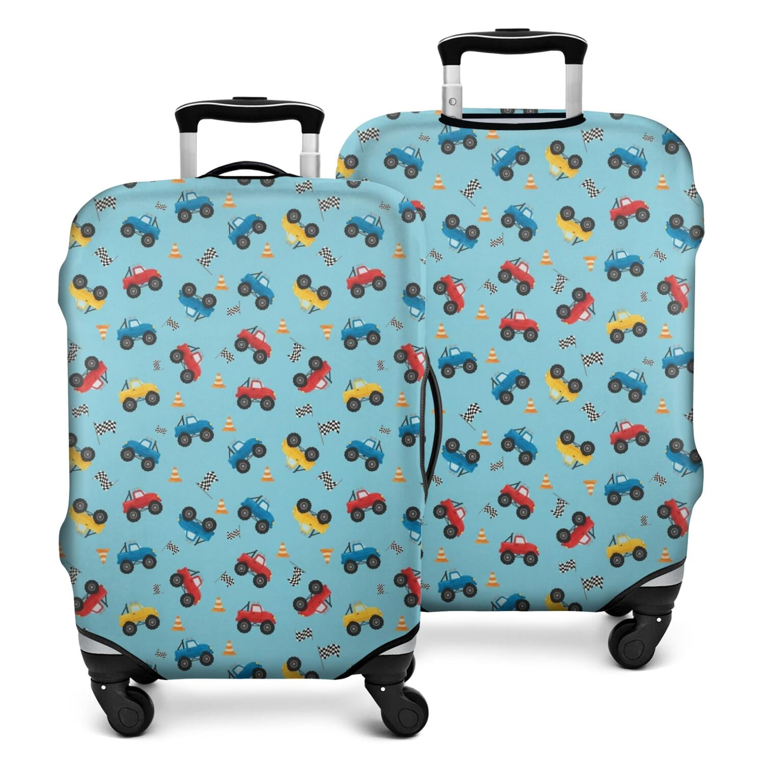 Blue Monster Cartoon Trucks Traffic Pattern Luggage Cover Fashion ...