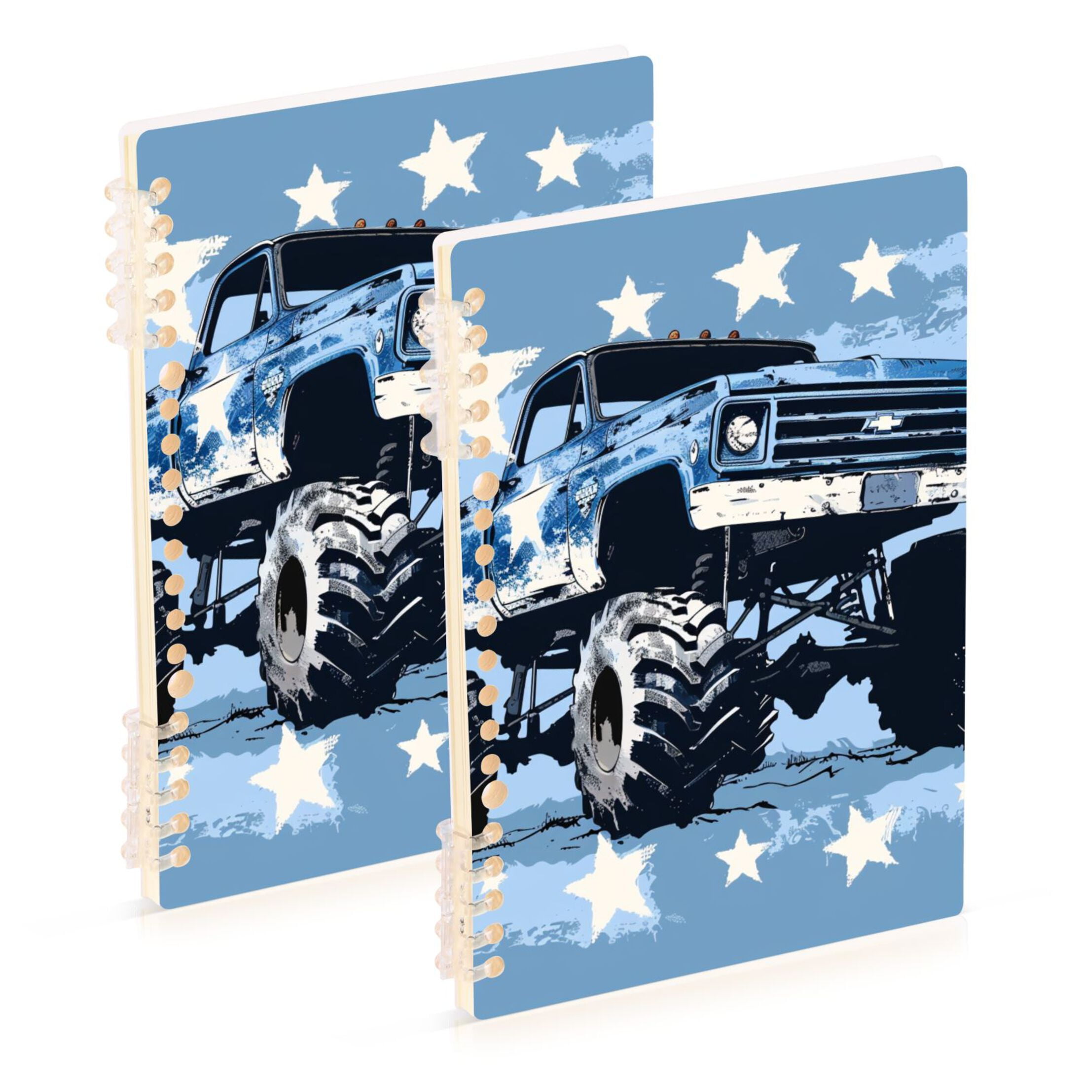 Blue Monster Truck Ring Binder Notebook Journey Note Diary College ...