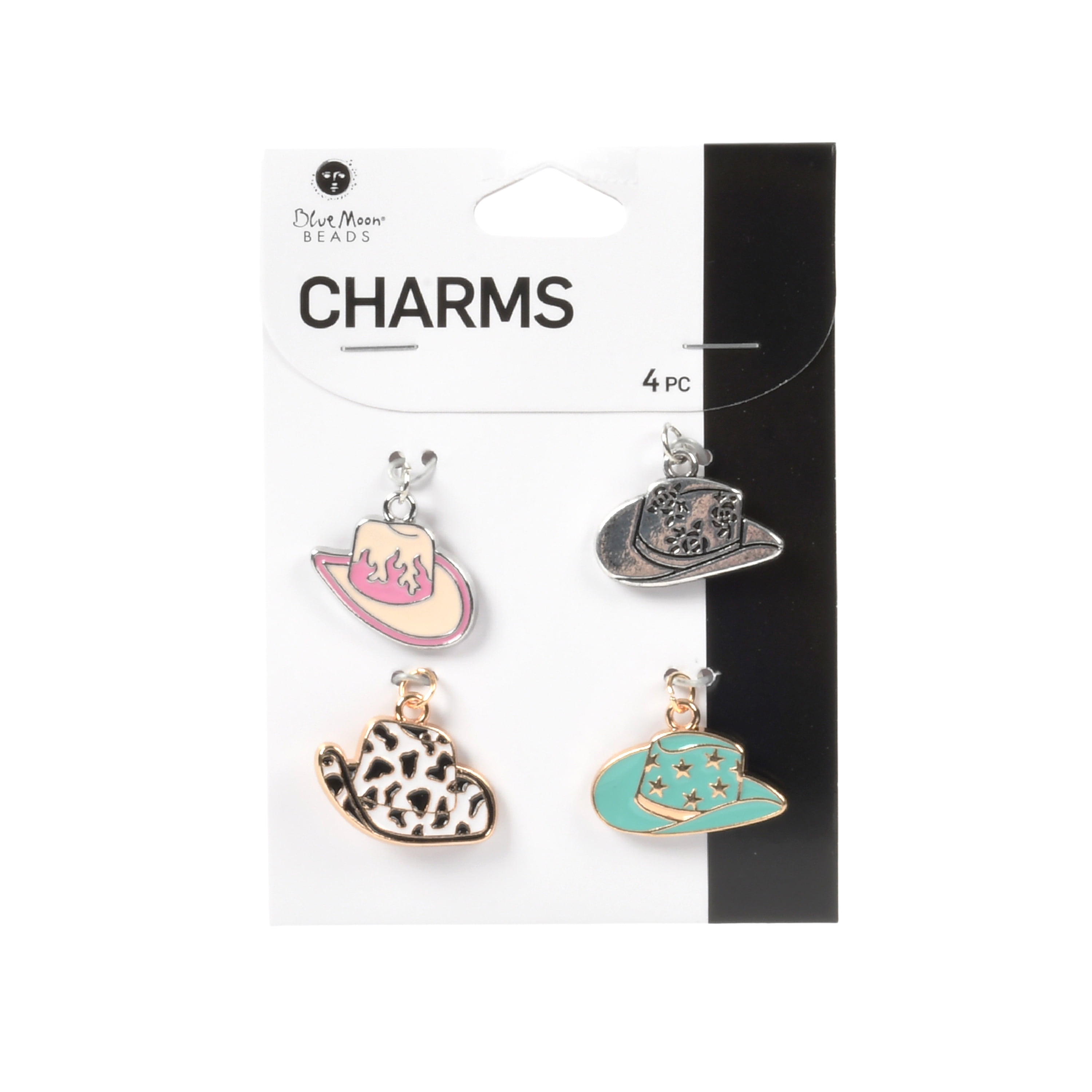 Blue Moon Beads 4 Piece Alloy Cowgirl Hat Charms Multi-Color-Unisex ...