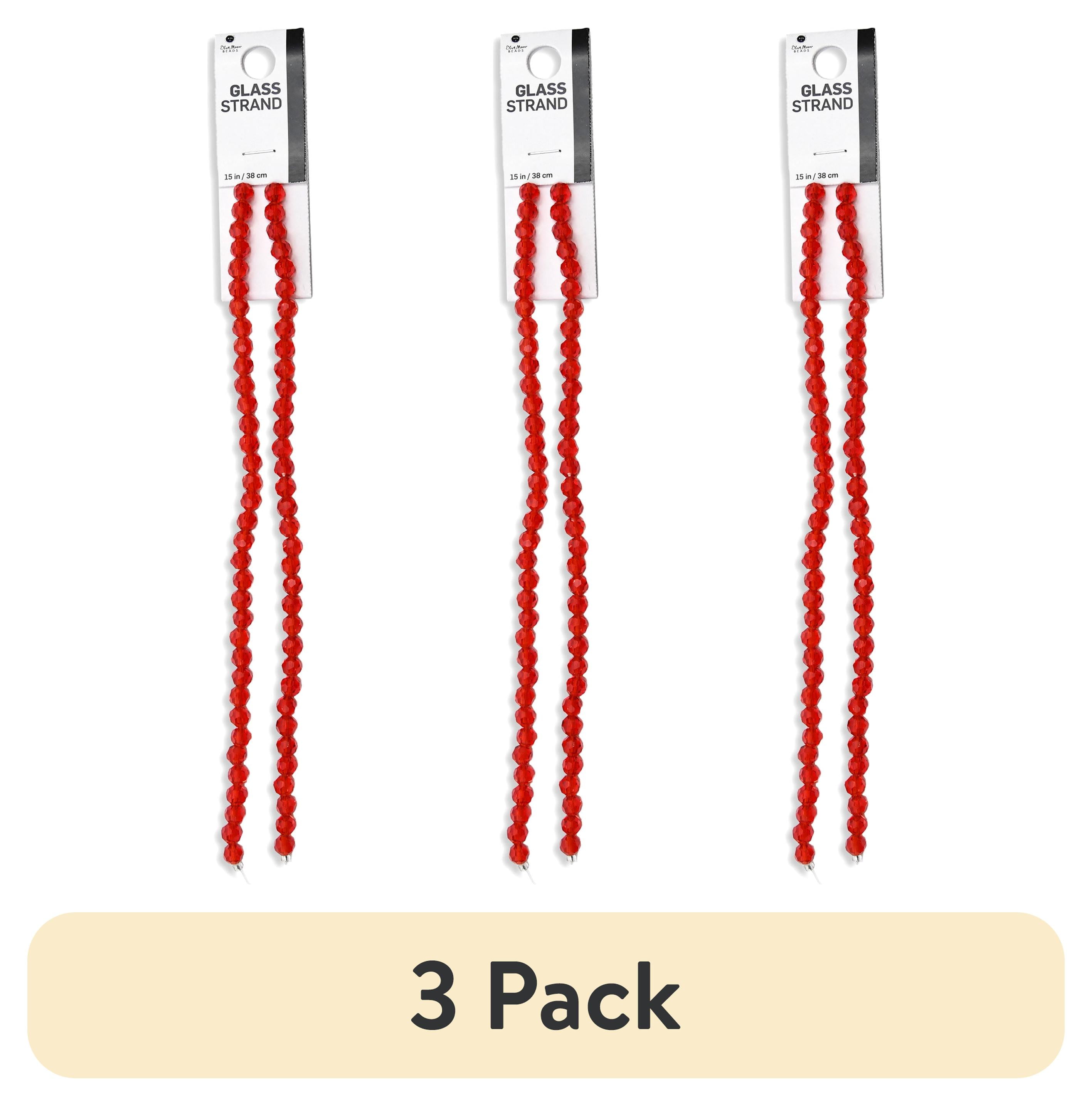 (3 pack) Blue Moon Beads Red Facetted Crystal Glass Bead Strand for DIY ...