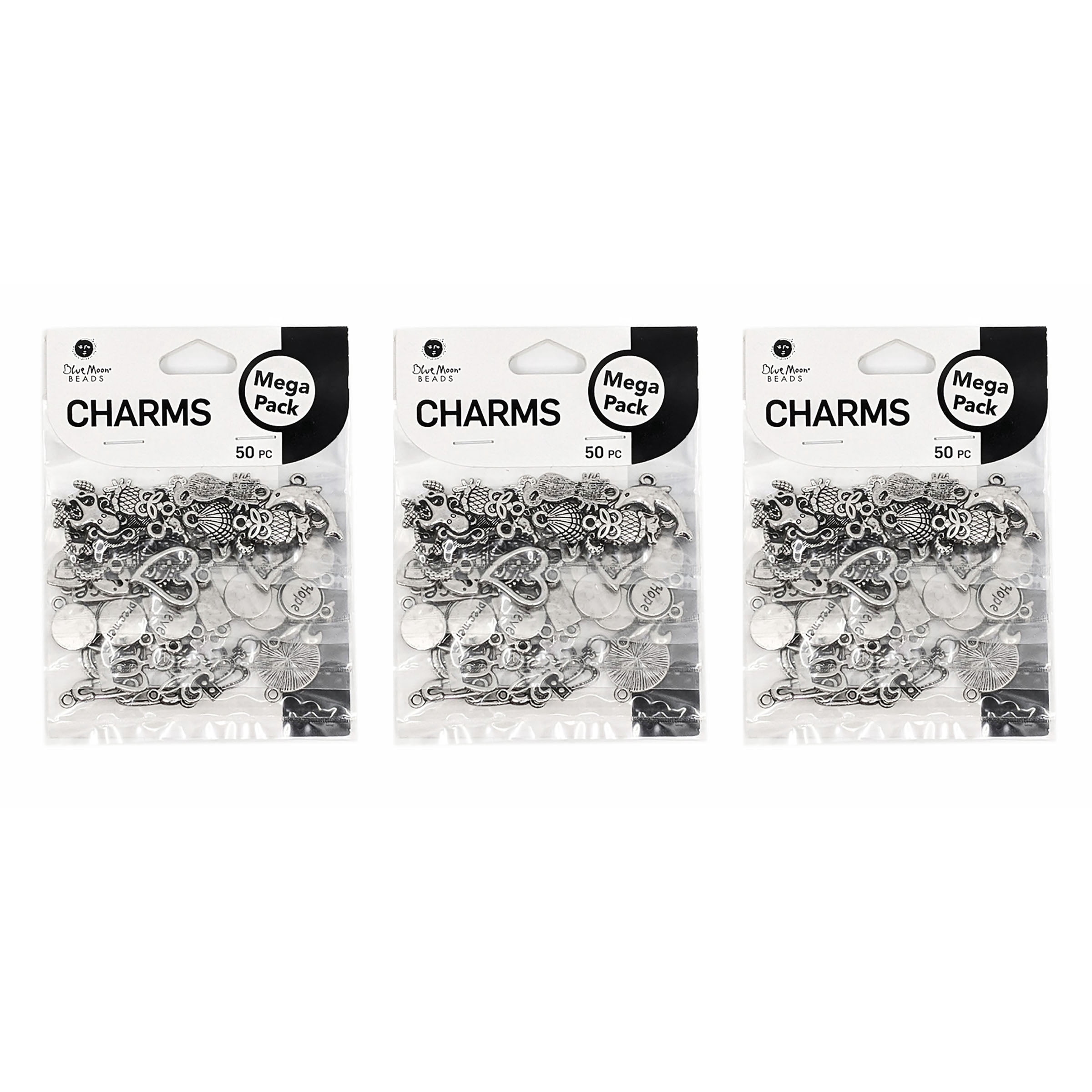 Blue Moon Beads Silver Metal Mega Value Charm Pack for DIY Jewelry ...