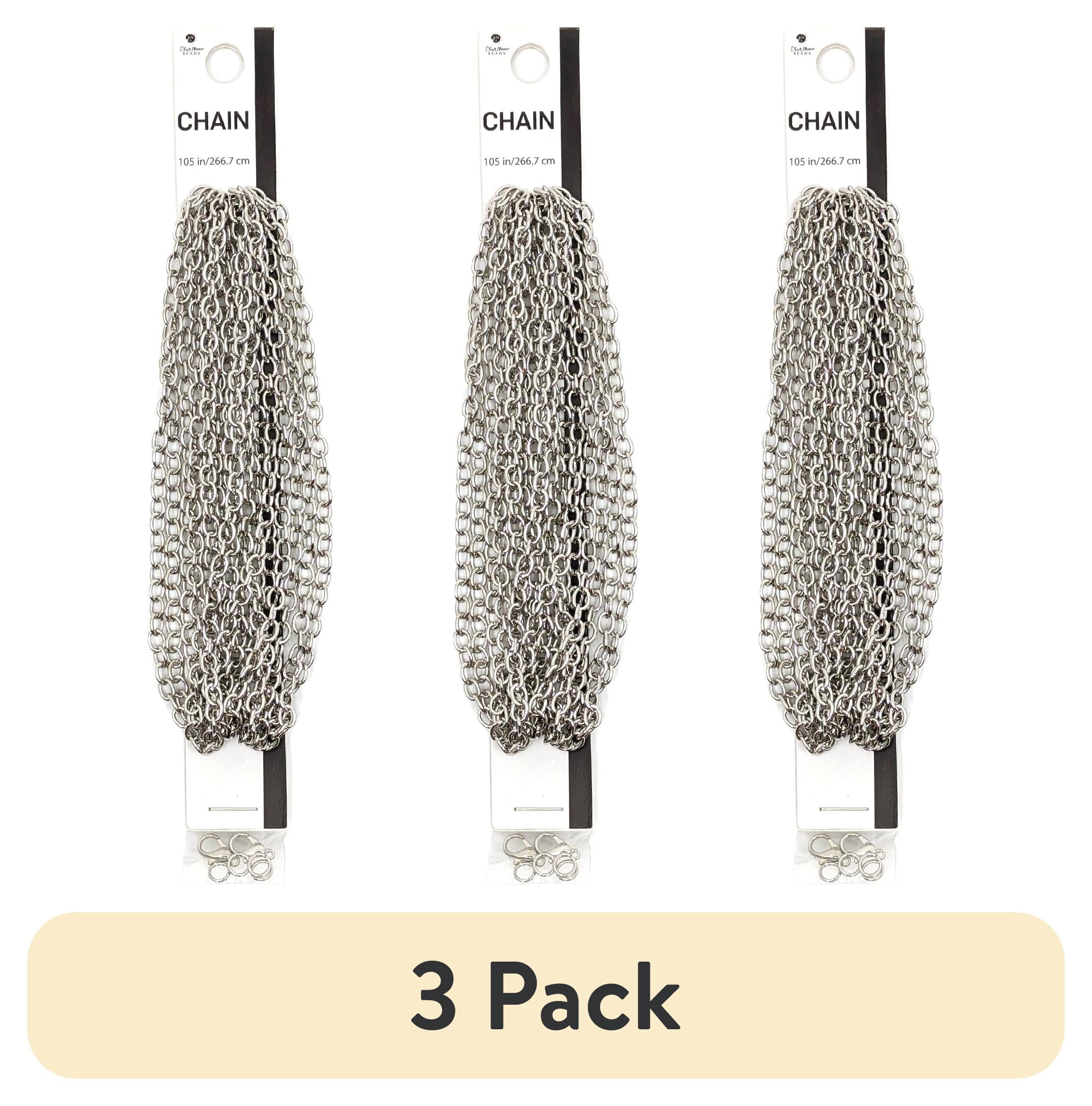 (3 pack) Blue Moon Beads Silver Metal Wide Cable Findings Chain, 105 ...