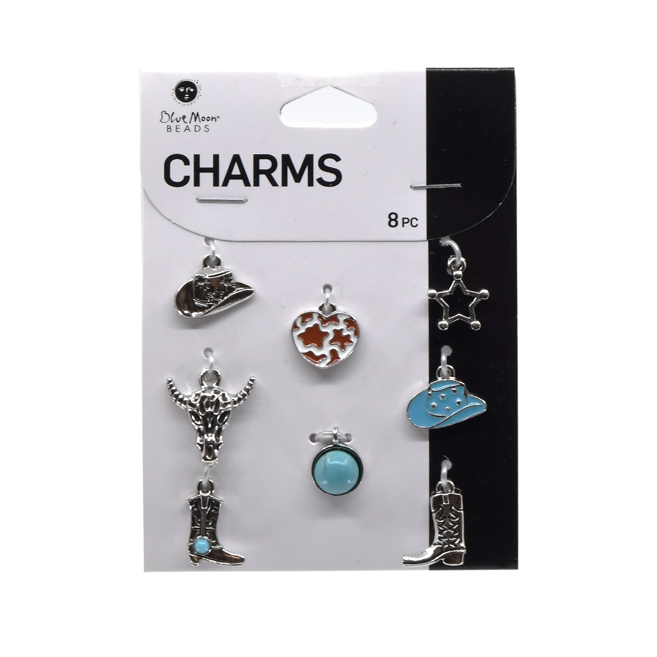 Blue Moon Beads Silver Turquoise Western Charms, Set of 8 - Walmart.com