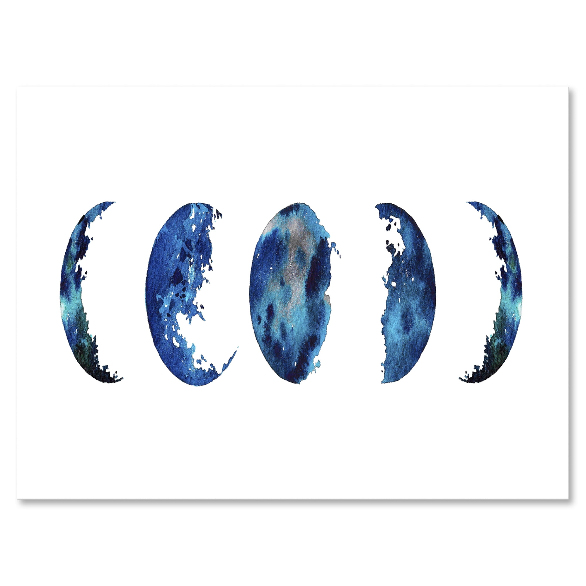 Designart Blue Moon Phases 8x12 Canvas Wall Art, Bohemian Eclectic ...