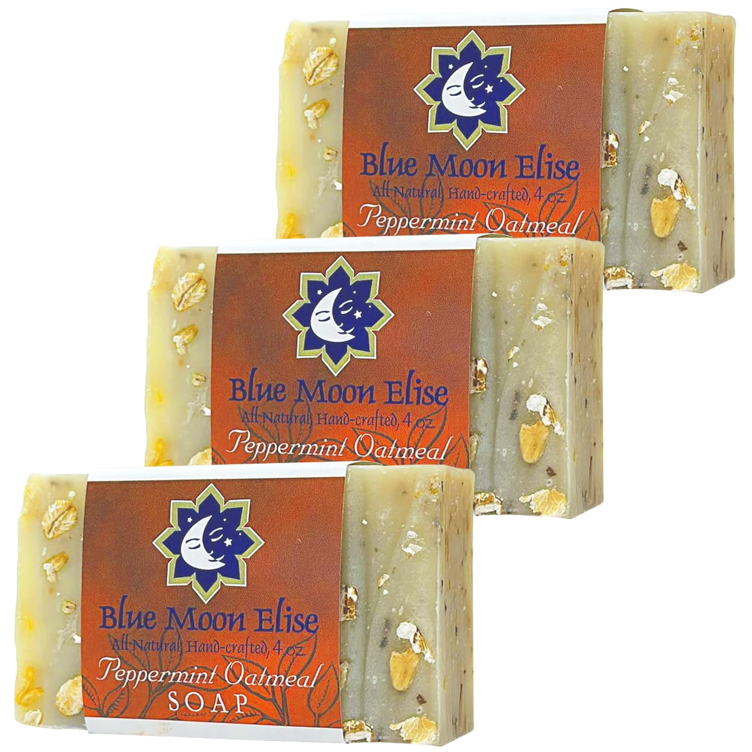 Blue Moon Elise All TGF4 Natural Peppermint Oatmeal Soap Bars, Scented ...