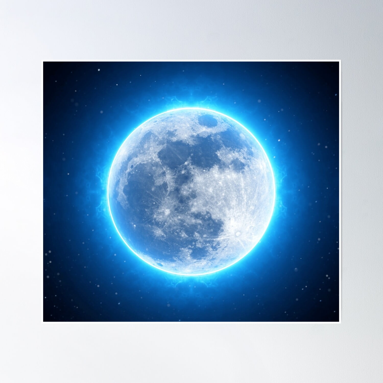 Blue Moon Glow Poster Wall Art, Modern Wall Decor, 12x18 UNFRAMED ...