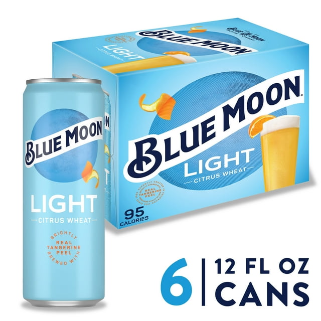 Blue Moon Light Craft Beer, 6 Pack, 12 fl oz Aluminum Cans, 4.0% ABV ...