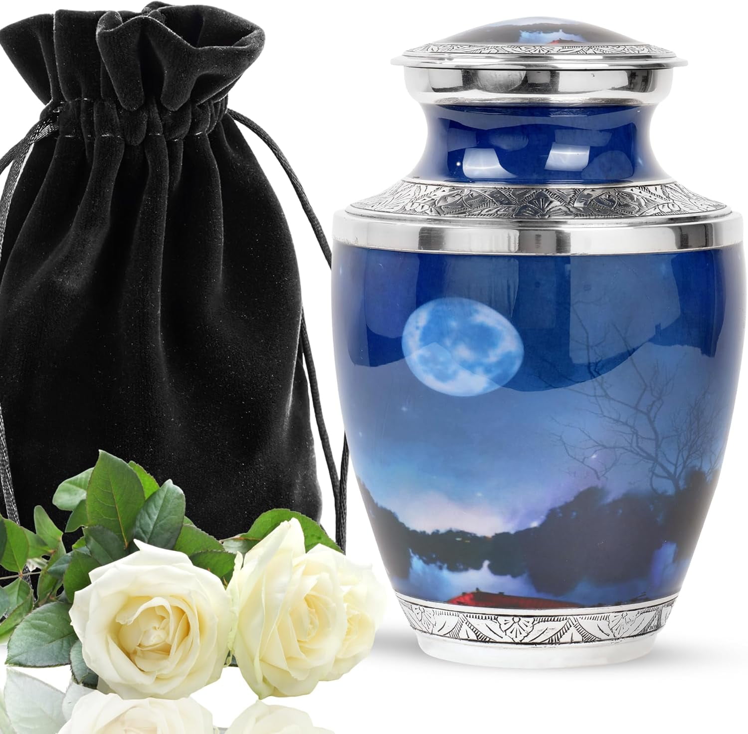 Blue Moon Metal Urn - Memorial Urns for Adult Male & Female - Cremation ...