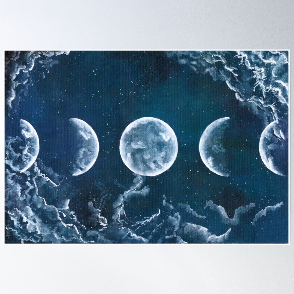 Blue Moon Phases Poster Wall Art, Modern Wall Decor For Living Room ...