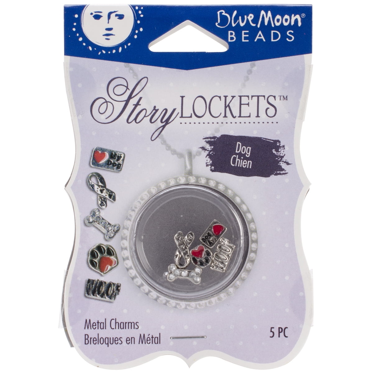 Blue Moon Story Lockets Metal Charm Assortment 5/Pkg-Dog, Pk 3, Blue ...