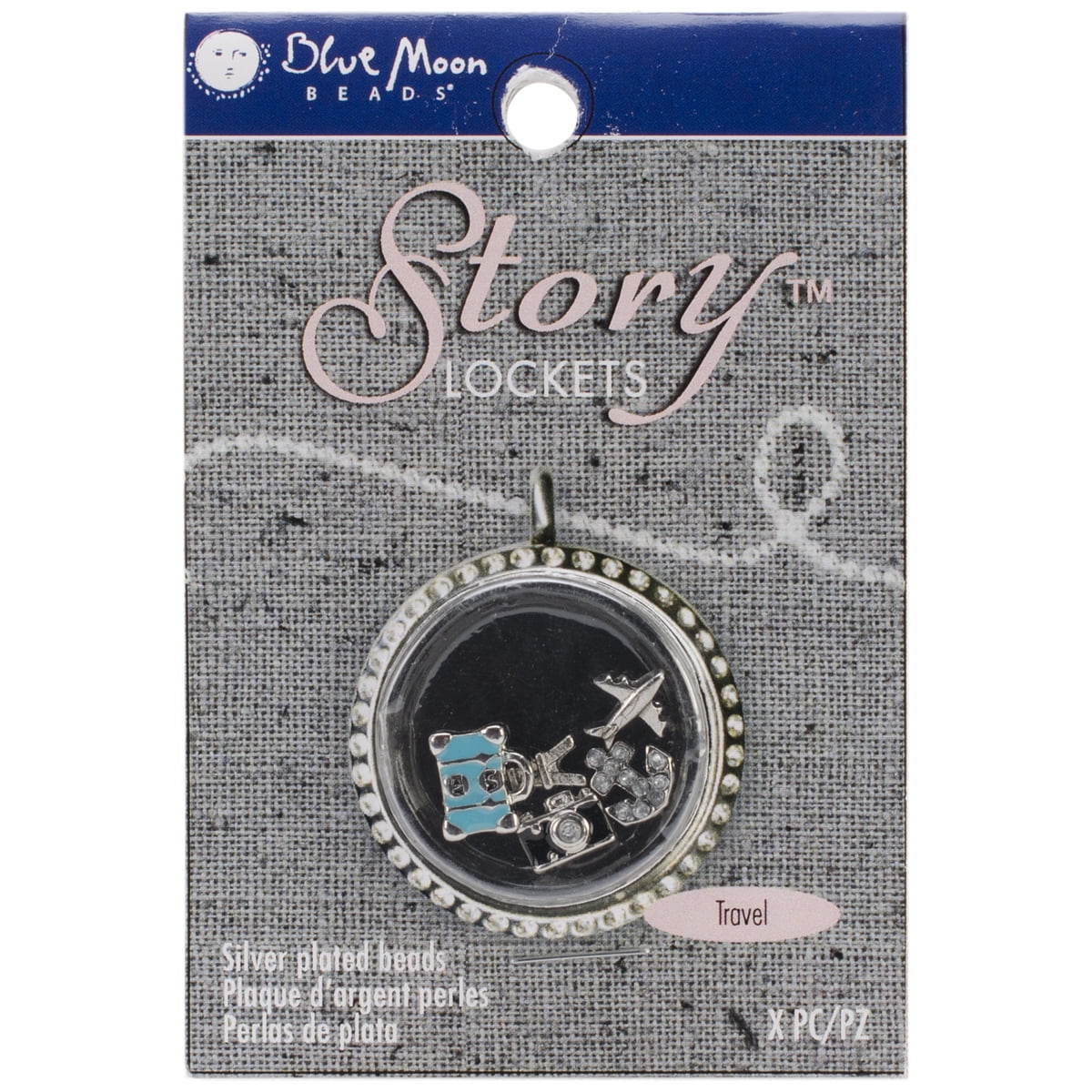 Blue Moon Story Lockets Metal Charm Assortment 5/Pkg-Travel - Walmart.com