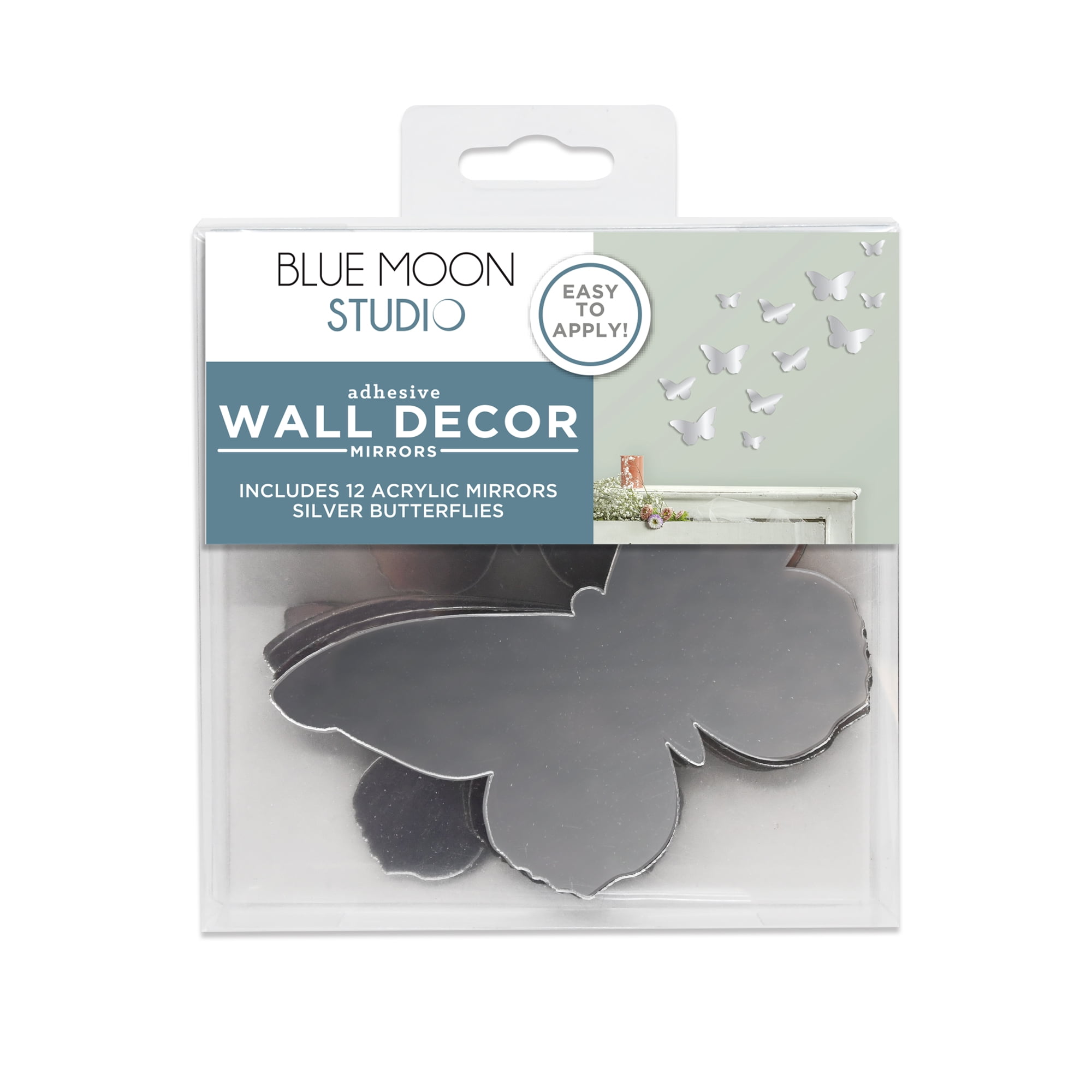 Blue Moon Studio Silver Butterfly Wall Decals 12 Pack Self-Adhesive ...
