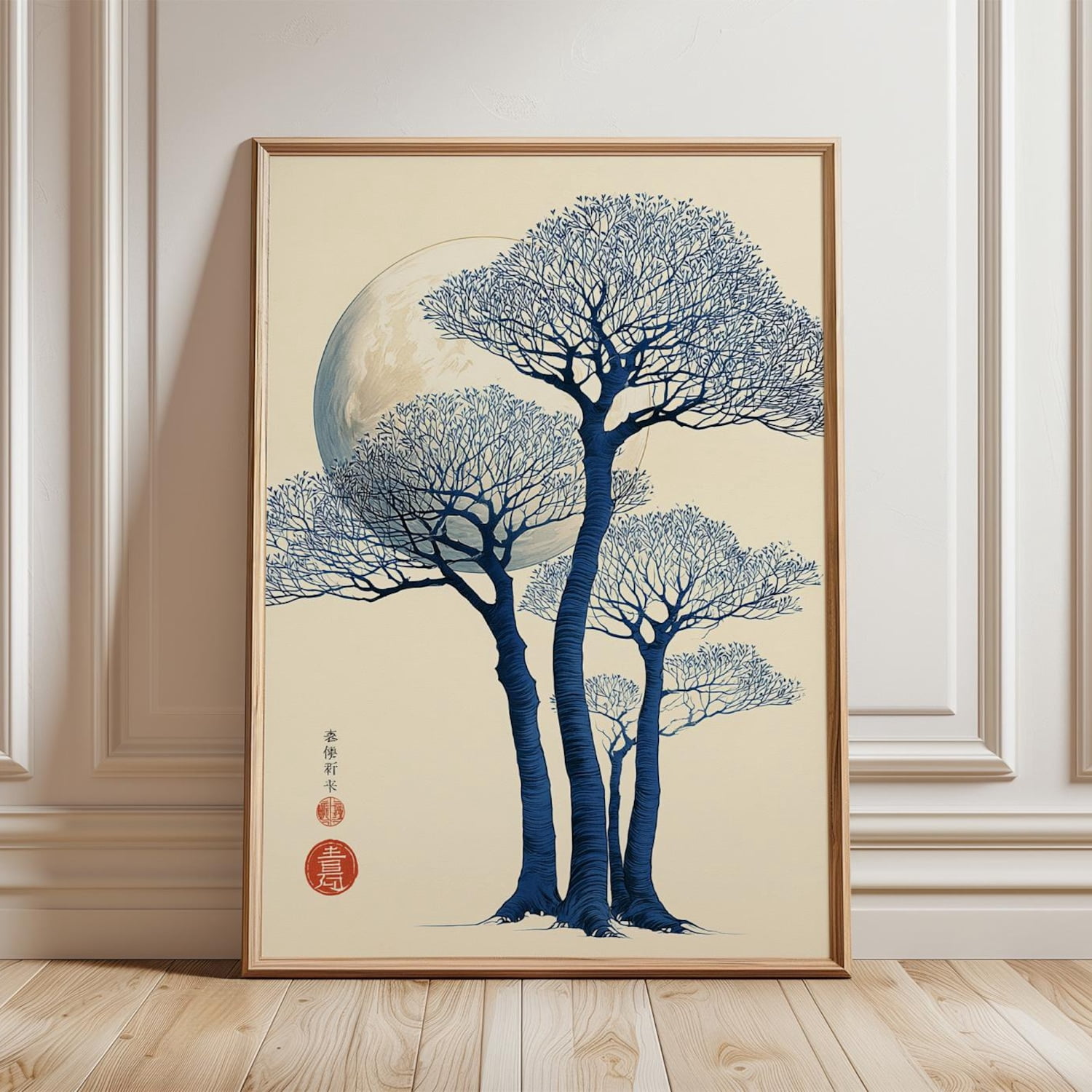 Blue Moon Tree, Japanese Botanical Print, Minimal Nature Wall Art ...