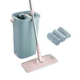 Easy Gleam Blue Household Mop and Bucket Set: Microfibre Flat Mop with ...