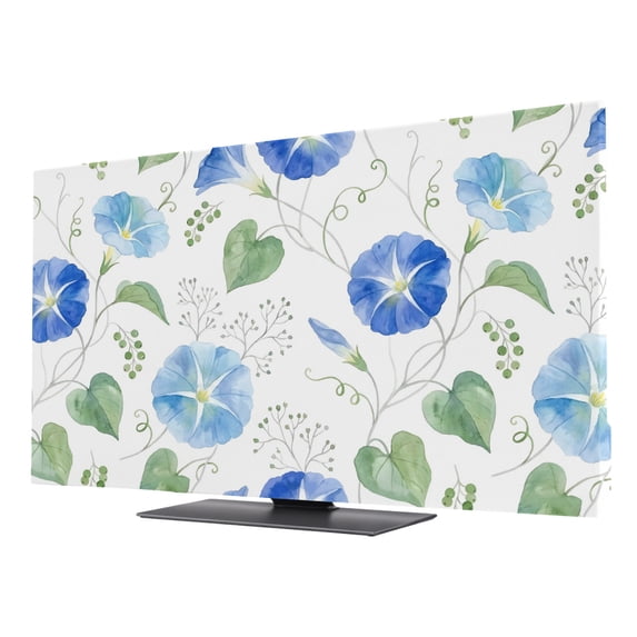 Blue Morning Glory TV Cover for 75 Inch Screen, Stretch Fabric ...