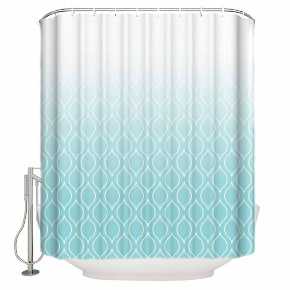 Blue Morocan Bathroom Shower Curtains with 12 Hooks Polyester ...