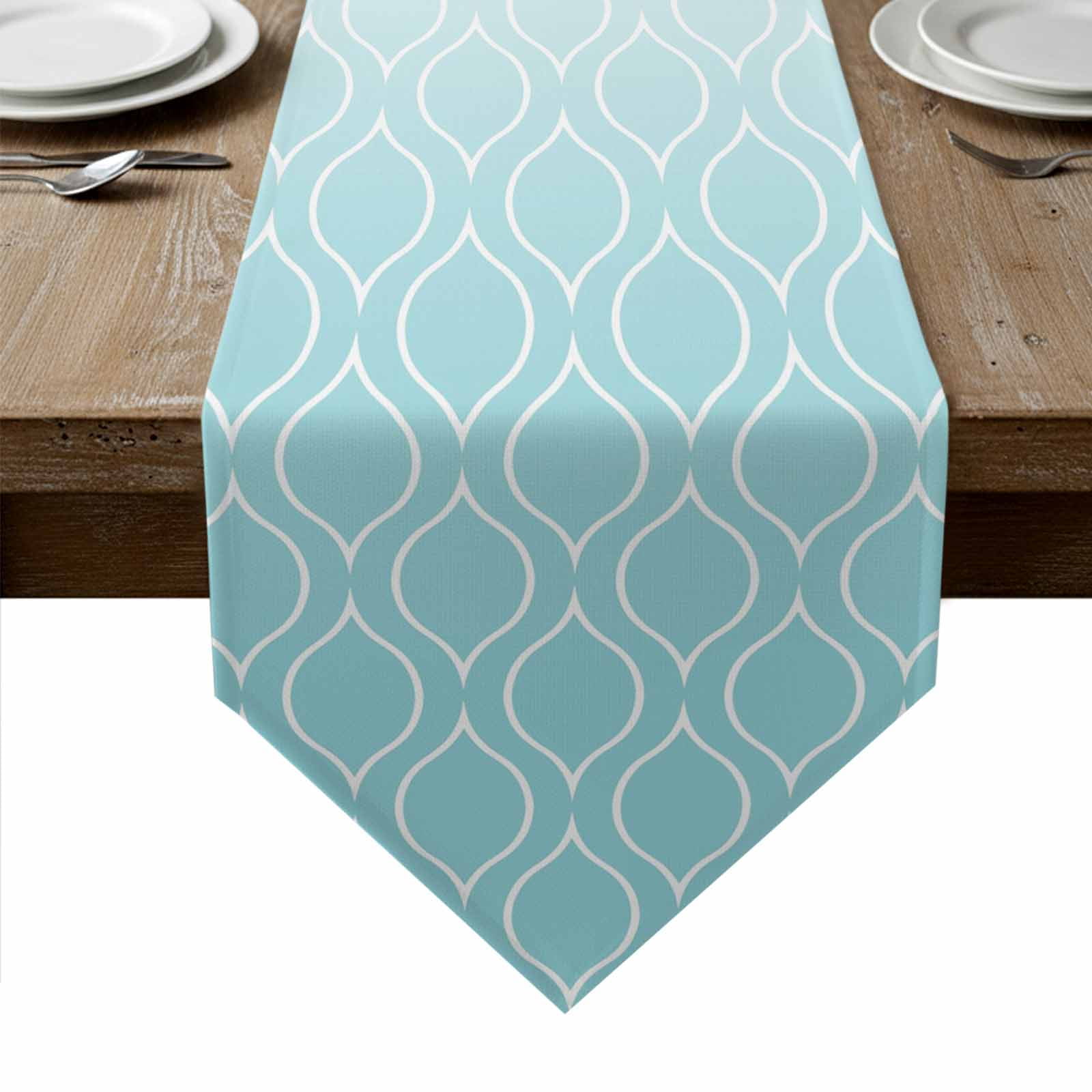 Blue Morocan Table Runner Linen Burlap Table Runner 60 Inches Long ...