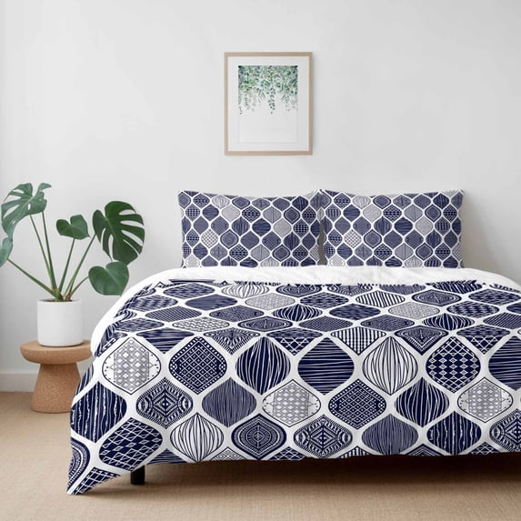 Blue Moroccan Geometric Pattern California King Size Bed Set ...