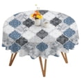 Blue Moroccan Plaid Round Tablecloth 54 inches Modern Abstract Exotic ...