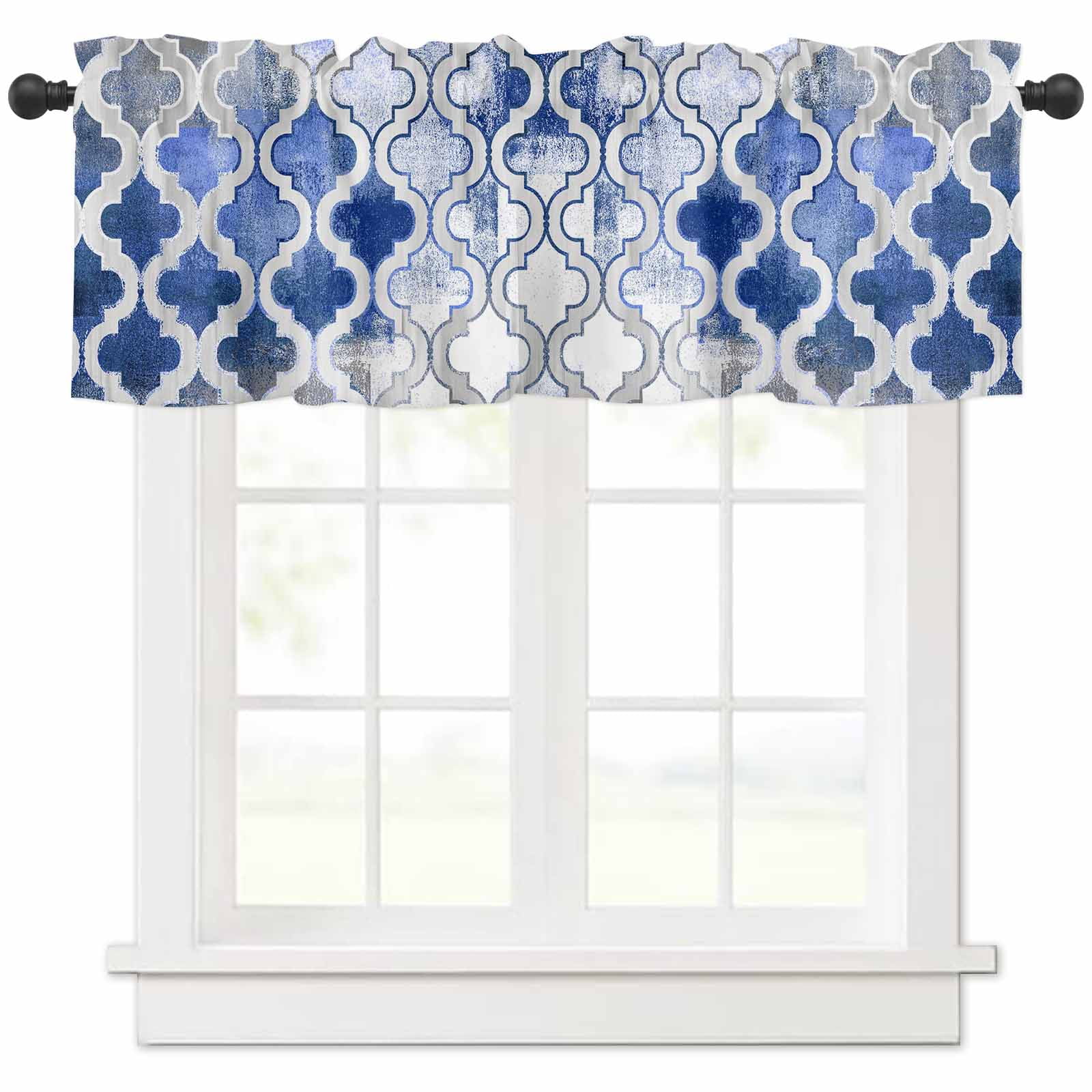 Blue Morocco Curtain Valance for Windows/Kitchen/Living Room/Bedroom ...