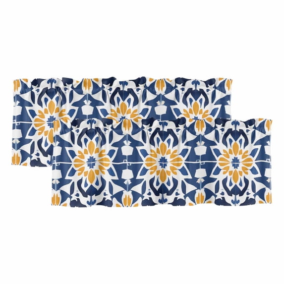 Blue Morocco Curtain Valances for Windows, Kitchen Valance Window ...