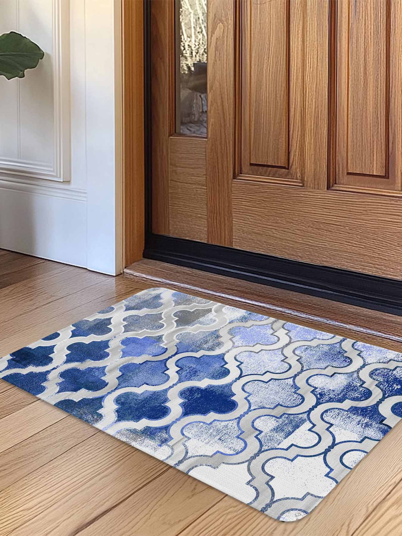 Blue Morocco Door Mat Indoor Outdoor Entrance, Non Slip Rug for Kitchen ...