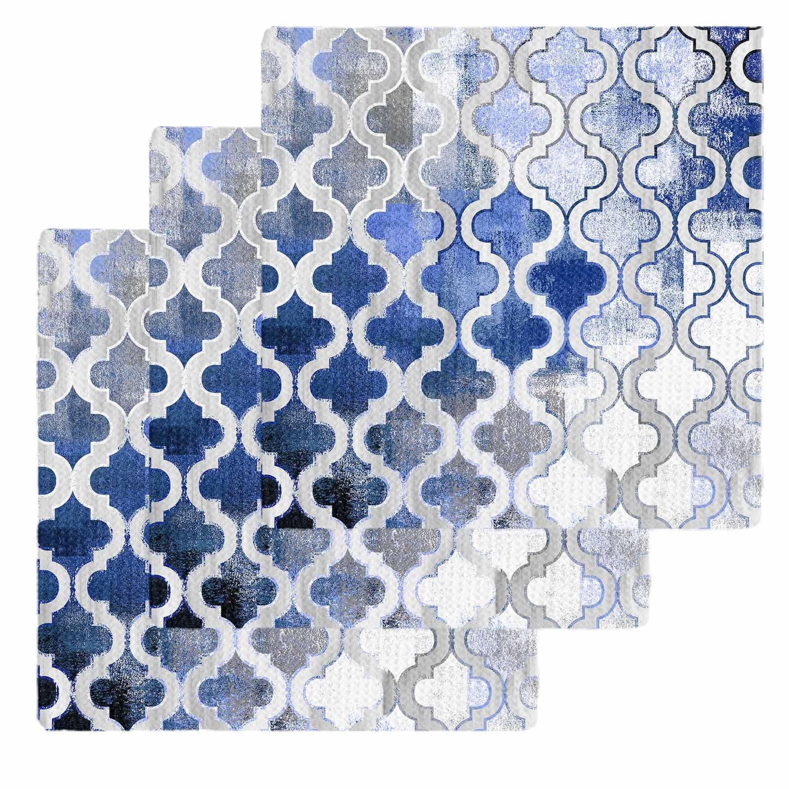 Blue Morocco Kitchen Dish Towels for Drying Dishes Set of 3, Vintage ...