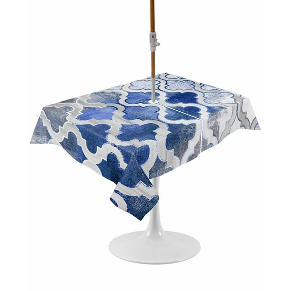 Blue Morocco Rectangle Outdoor Tablecloth, Waterproof Table Cloth Cover ...