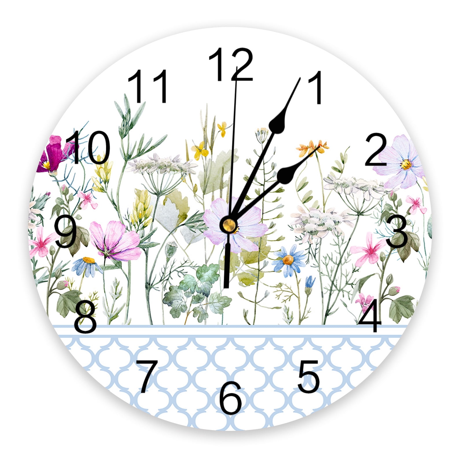 Blue Morocco Spring Flower Wildflower White New Wall Clock Fashion ...