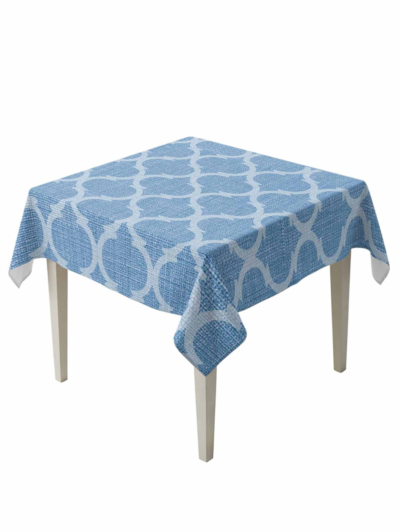 Blue Morocco Table Cloth, Waterproof Tablecloth for Square Tables ...