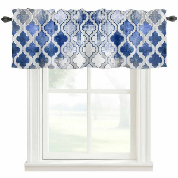 Blue Morocco Valances for Windows Abstract Retro Rod Pocket Curtain ...