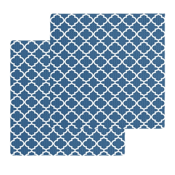 Blue Moroccon Kitchen Dish Towels for Drying Dishes Set of 2, Middle ...