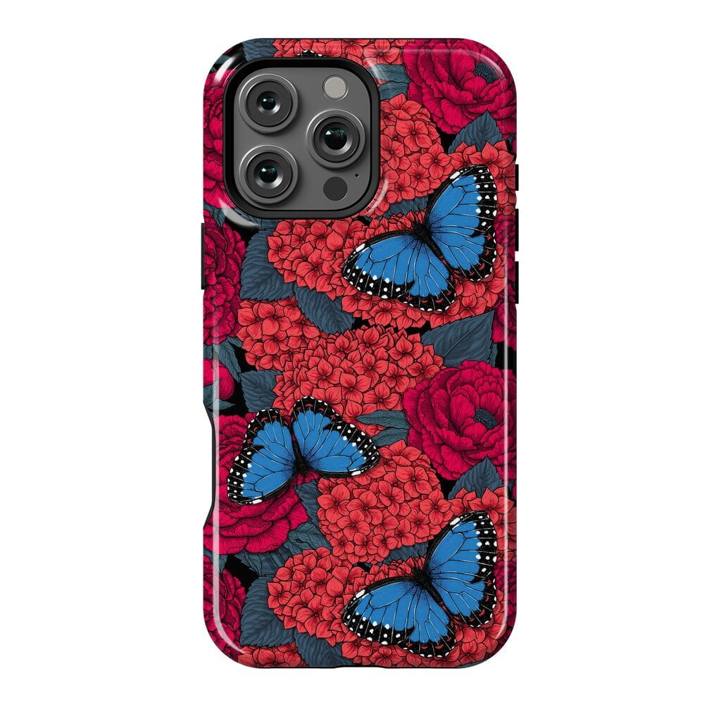 Blue Morpho Butterfly Garden Watercolor Illustration iPhone Case 17 16 ...