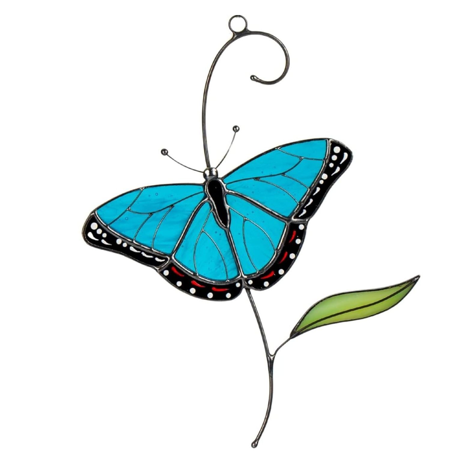 Blue Morpho Handmade Stained Glass Suncatcher Stained Glass Window ...