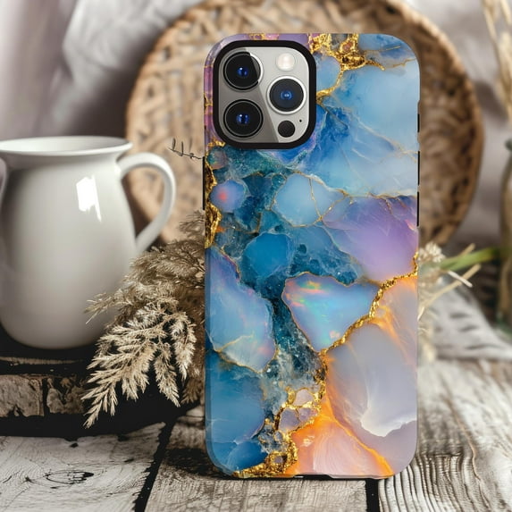 Blue Mosaic Abstract Case With Artistic 3D Tile Pattern for iPhone 17 ...