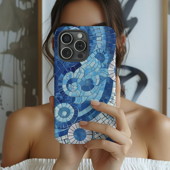 Blue Mosaic Greece Coastal Summer Phone Case with iPhone 17 to 11 Pro ...